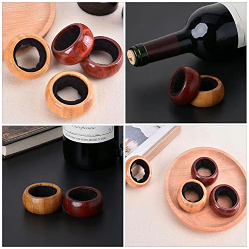 4pcs Wine Drip Rings Wooden Wine Bottle Collars Leakproof Ring Drip Stoppers Wine Stop Accessories for Wine Bottles Color 2