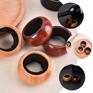 4pcs Wine Drip Rings Wooden Wine Bottle Collars Leakproof Ring Drip Stoppers Wine Stop Accessories for Wine Bottles Color 2