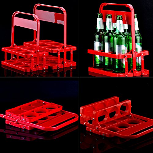 TINTON LIFE Creative Plastic Beer Portable Folding Basket Basket Foldable 6-Pack Beer Bottle Caddy Bucket Holder for Daily Use KTV and Party Foldable Wine Rack Cup Holder (10.87" x 6.97" x 12.99")