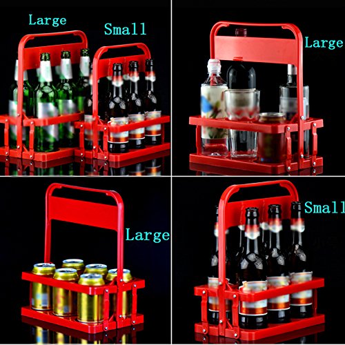 TINTON LIFE Creative Plastic Beer Portable Folding Basket Basket Foldable 6-Pack Beer Bottle Caddy Bucket Holder for Daily Use KTV and Party Foldable Wine Rack Cup Holder (10.87" x 6.97" x 12.99")