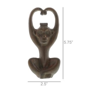 AREOhome HomArt Monkey Bottle Opener, 5.75-inch Height, Cast Iron, Rust (21112-1)