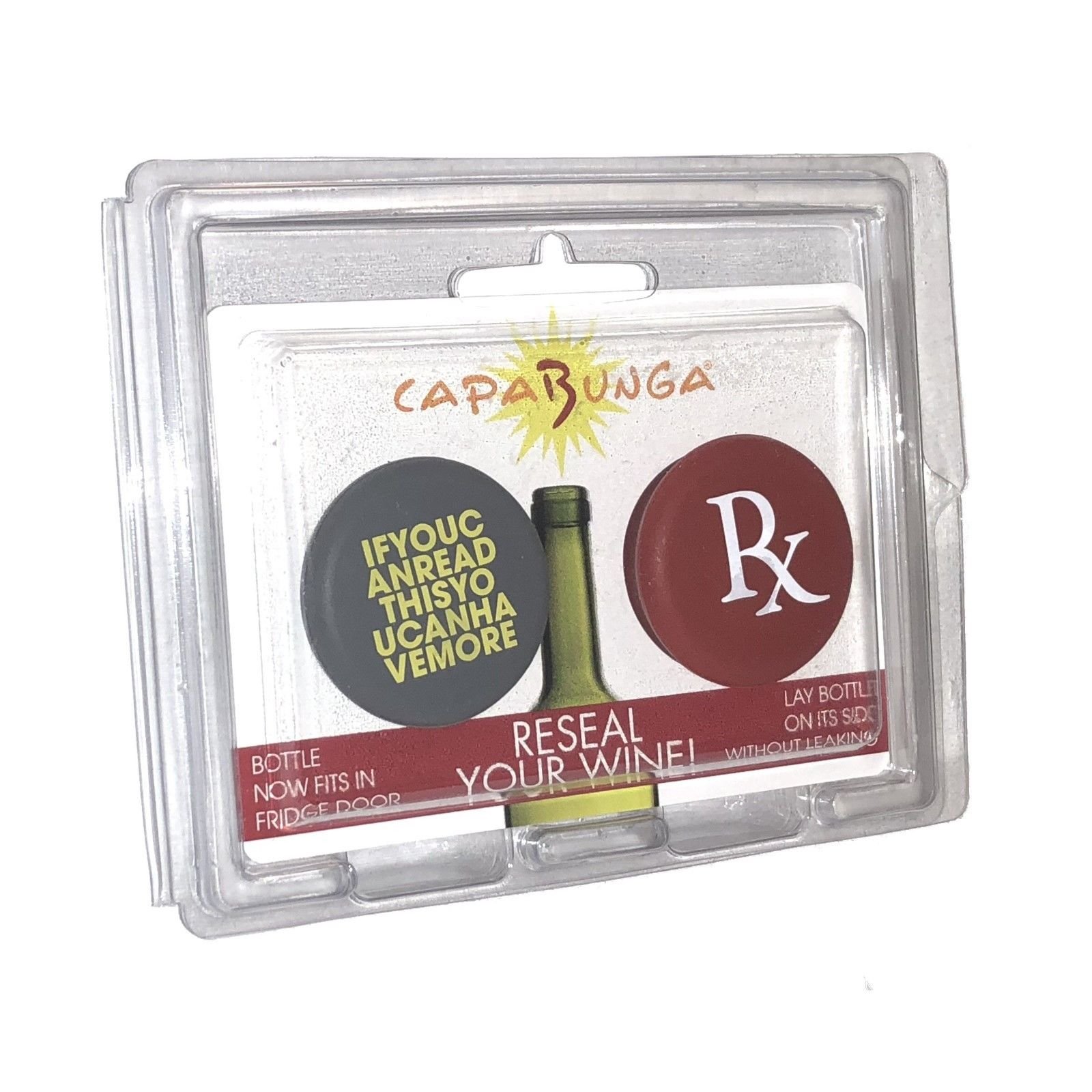 CapaBunga CAPAU2P203 Rx & ifyoucanreadthisyoucanhavemore Reusable Silicone Wine Bottle Cap