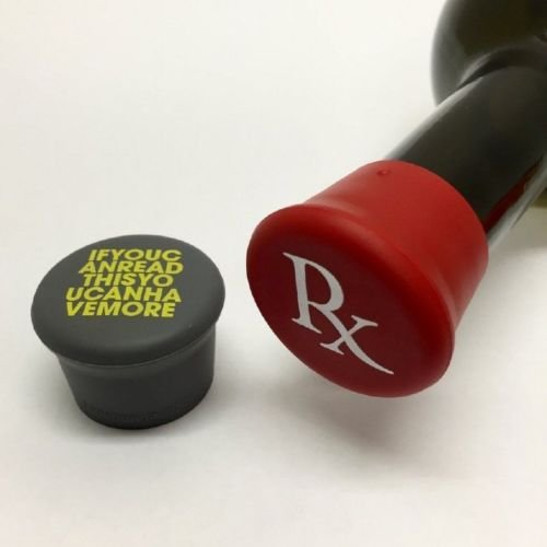 CapaBunga CAPAU2P203 Rx & ifyoucanreadthisyoucanhavemore Reusable Silicone Wine Bottle Cap