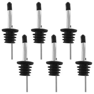 bokwin 6pcs stainless steel pourers,liquor pour spouts set with rubber dust caps - classic bottle pourers tapered spout suitable for about 3/4" bottle mouth