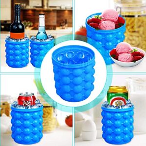 2pcs Ice Cube Mold Ice Trays, Silicone Ice Bucket, (2 in 1) Ice Cube Maker, Round,Portable for Frozen Whiskey, Cocktail, Beverages (Dark blue)