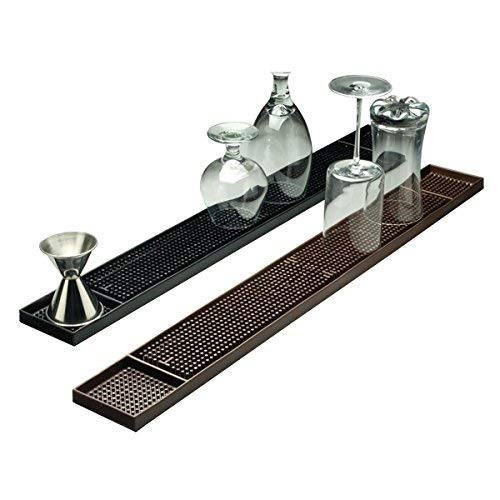 Tezzorio 27 x 3 1/4 Inch Brown Rubber Bar Mat, Non-Slip Spill-Stop Rubber Bar Service Spill Mats Bar Top Spill Mat Drinks Mixing Pad for Bars, Mat for Kitchen Counter or Sink