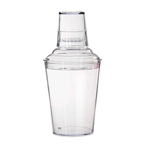 G.E.T. SH-175-1-CL-EC 17.5 Ounces. 3 Piece Shaker Set for Cocktails or Martinis, Clear, Break Resistant Plastic, (Pack of 4)