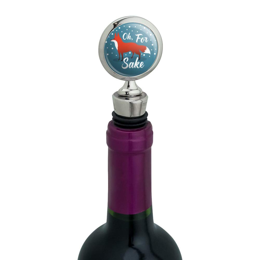 Oh For Fox Sake Funny on Teal Wine Bottle Stopper