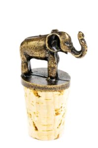 elephant antique brass and cork bottle stopper