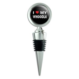 i love my whoodle stylish wine bottle stopper