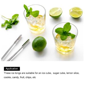 HARFINGTON Stainless Steel Ice Tong, 6.3" x 0.8" Mini Serving Tongs Sugar Tongs for Ice Bucket Cube Sugar Cube Bar Coffee Bar Kitchen, Black