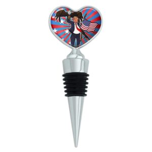 patriotic donald trump with eagle american flag gun heart love wine bottle stopper