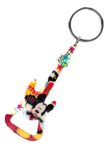 disney mickey guitar bottle opener key ring multicolor, 3"