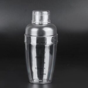 Maxmartt 1PC 350ml Plastic Cocktail Shaker with Scale and Strainer Top Clear Plastic Cocktail Shaker Bottle Wine Mixer Milk Juice Shaker Proffesional Bar Tool Best Gift for Beginner