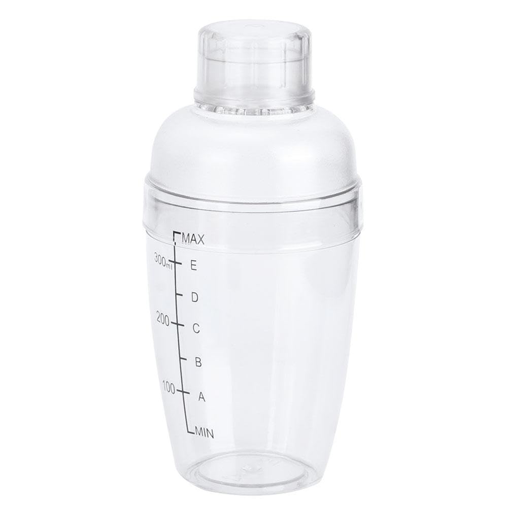 Maxmartt 1PC 350ml Plastic Cocktail Shaker with Scale and Strainer Top Clear Plastic Cocktail Shaker Bottle Wine Mixer Milk Juice Shaker Proffesional Bar Tool Best Gift for Beginner