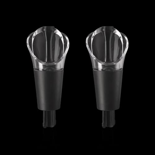 Vacu Vin 6504606 Wine Server & Stopper, Set of 2, 3.2 x 8 x 15.6 cm, Black