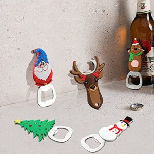 Magnetic Beer Bottle Opener 5 Pcs, Christmas day Cute Fridge Magnet Corkscrew Home Decoration Easy to Store, Beer Perfect Festival Gifts for Men Women Mother Friends Girlfriend and Boyfriend