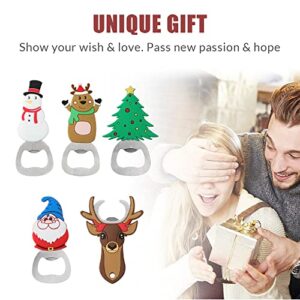 Magnetic Beer Bottle Opener 5 Pcs, Christmas day Cute Fridge Magnet Corkscrew Home Decoration Easy to Store, Beer Perfect Festival Gifts for Men Women Mother Friends Girlfriend and Boyfriend