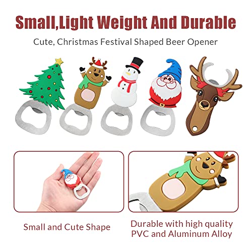 Magnetic Beer Bottle Opener 5 Pcs, Christmas day Cute Fridge Magnet Corkscrew Home Decoration Easy to Store, Beer Perfect Festival Gifts for Men Women Mother Friends Girlfriend and Boyfriend