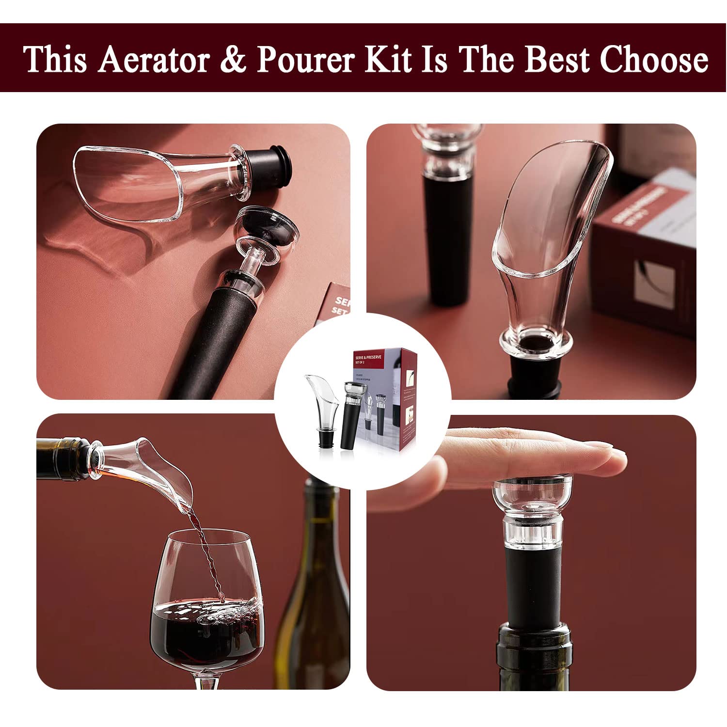 Fathers Day Dad Gifts from Daughter, Mothers day Cool Gifts for Mom Wife, Wine Stoppers for Wine Bottles, Aerator and Pourer Wine Accessories Gifts for Wine Lovers House Warming Gifts for Husband Men