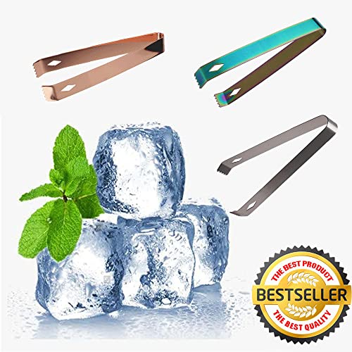 Ice Tongs, Stainless Steel Ice Tongs Serving Tongs Appetizers Tongs Small Kitchen Tongs for Coffee Tea Sugar Candy Ice Cube Party Bar Kitchen (Rose Gold)