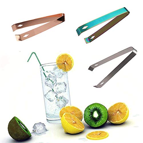 Ice Tongs, Stainless Steel Ice Tongs Serving Tongs Appetizers Tongs Small Kitchen Tongs for Coffee Tea Sugar Candy Ice Cube Party Bar Kitchen (Rose Gold)