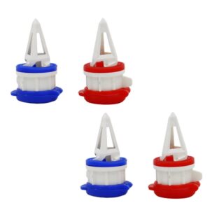 hemoton box drinks spout pourer, 4pcs liquor pourers wide mouth juice milk bottle splitter beverage changeover caps for home kitchen jelly coffee water bag red blue