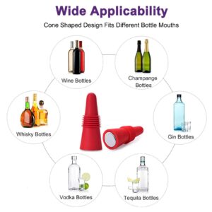 Wine Bottle Stoppers Silicone for Wine Beverage Soda Beer Perserver Keep Freshness, Reusable Wine Corks with Wine Gift Box(RED-8PK), Wine Stoppers for Wine Bottles