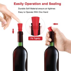 Wine Bottle Stoppers Silicone for Wine Beverage Soda Beer Perserver Keep Freshness, Reusable Wine Corks with Wine Gift Box(RED-8PK), Wine Stoppers for Wine Bottles