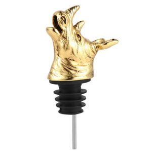 cabilock animal wine pourer aerator rhino head wine bottle stopper professional liquor spout for wine accessories diffuser (golden)