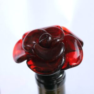 wine bottle stopper glass rose red, hand blown rose, lampwork sra rose, flower stainless steel, gift for wino handmade by untamed rose