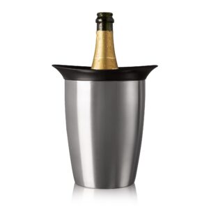 vacu vin active cooler champagne elegant - reusable champagne bottle cooler - stainless steel - prosecco cooler sleeve for standard size bottles - insulated prosecco bottle chiller