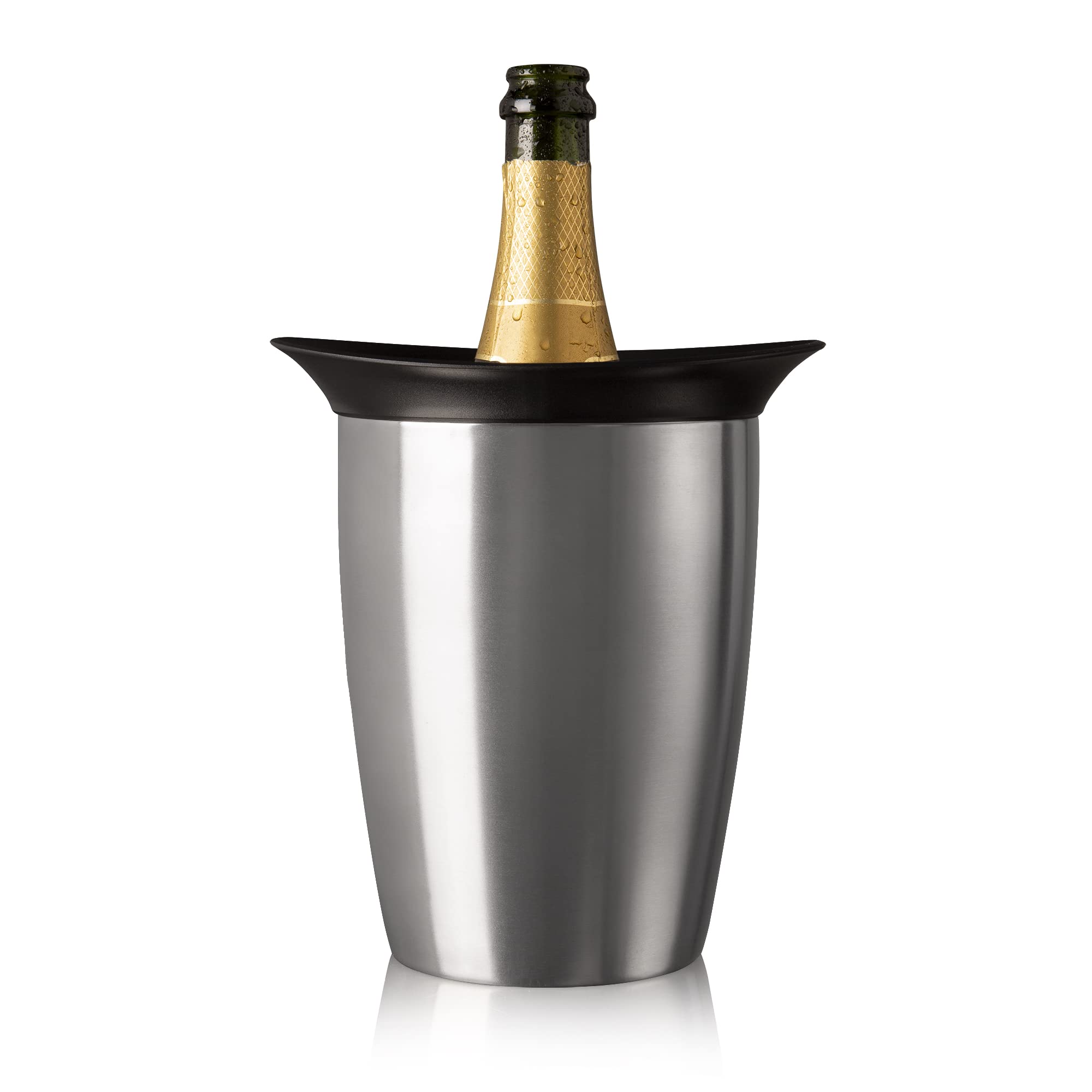 Vacu Vin Active Cooler Champagne Elegant - Reusable Champagne Bottle Cooler - Stainless Steel - Prosecco Cooler Sleeve For Standard Size Bottles - Insulated Prosecco Bottle Chiller