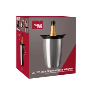 Vacu Vin Active Cooler Champagne Elegant - Reusable Champagne Bottle Cooler - Stainless Steel - Prosecco Cooler Sleeve For Standard Size Bottles - Insulated Prosecco Bottle Chiller