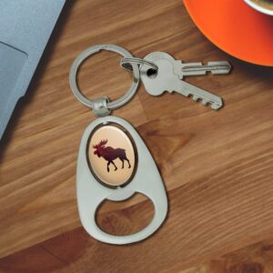 GRAPHICS & MORE Moose Red Forest Keychain Chrome Metal Spinning Oval Bottle Opener