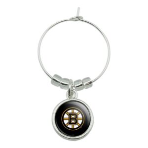 graphics & more boston bruins logo wine glass charm drink marker