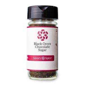 Savory Spice Black Onyx Chocolate Sugar - Cocoa-Infused, Brownie Flavored Sugar for Desserts & Cereal | Try as Chocolate Rimming Sugar for Cocktails, Martinis & Hot Cocoa (Medium Jar - Net: 3.3 oz)