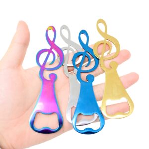 yueton 4PCS Musical Note Bottle Opener Keychain Stainless Steel Novelty Creative Beer Wine Bottle Opener Party Favors Backpack Pendant