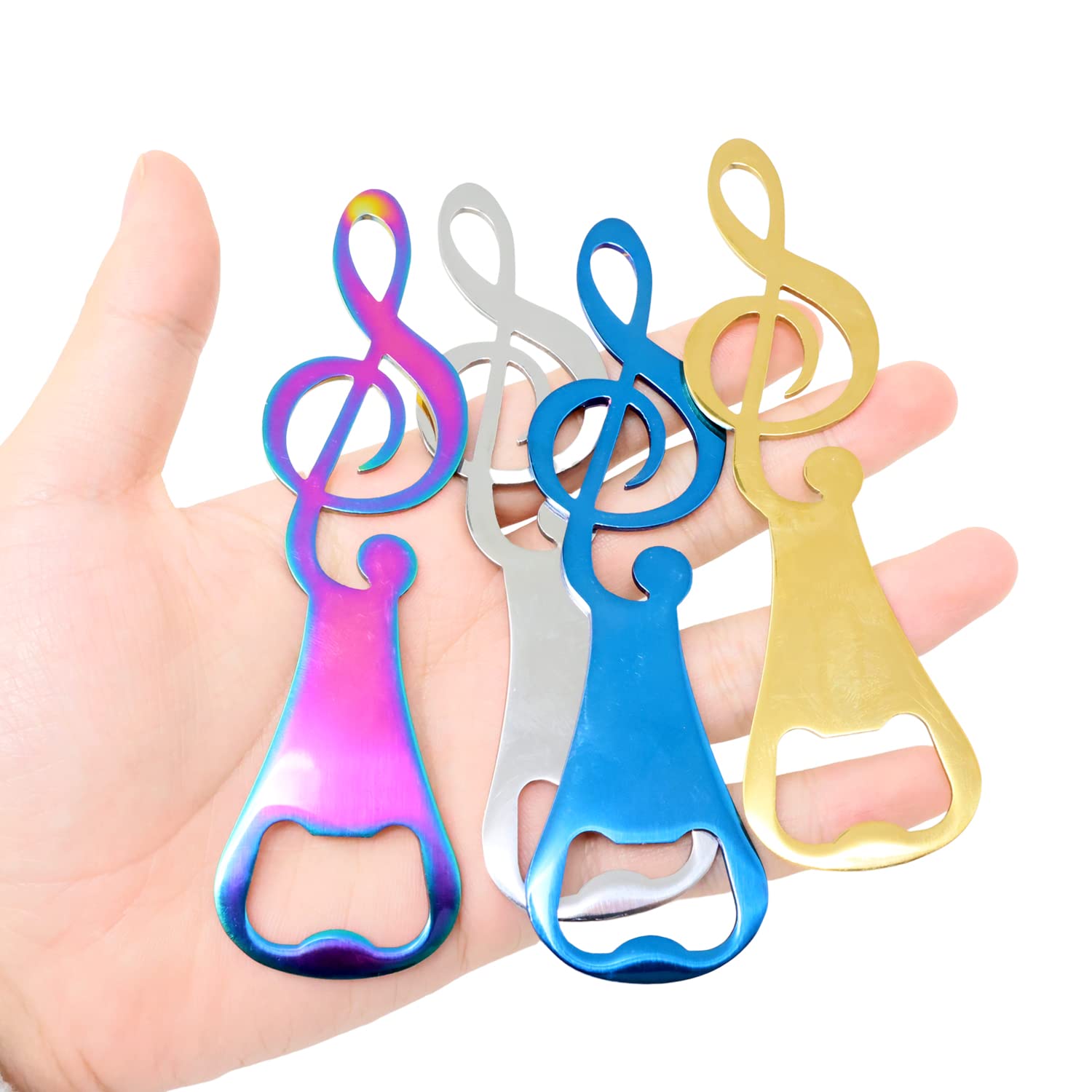 yueton 4PCS Musical Note Bottle Opener Keychain Stainless Steel Novelty Creative Beer Wine Bottle Opener Party Favors Backpack Pendant