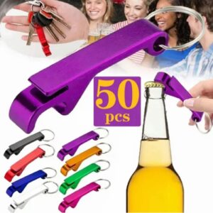 Keychain Bottle Opener, 50Pcs Aluminum Alloy Colorful Mini Pocket Beer Beverage Opener, Random Color Metal Bottle Opener