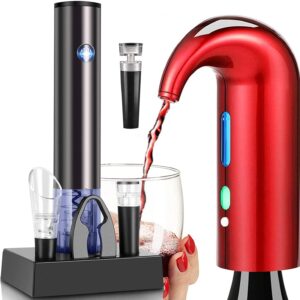 Electric Wine Aerator Pourer, Stopper Multi-Smart Automatic Filter Wine Dispenser - Premium Aerating Pourer and Decanter Spout - wine preserver(Lucky red)