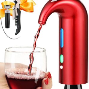 Electric Wine Aerator Pourer, Stopper Multi-Smart Automatic Filter Wine Dispenser - Premium Aerating Pourer and Decanter Spout - wine preserver(Lucky red)