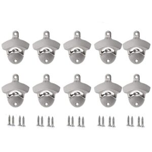 alued 10 pcs wall mount bar beer coke bottle wine soda cap opener brushed chrome silver