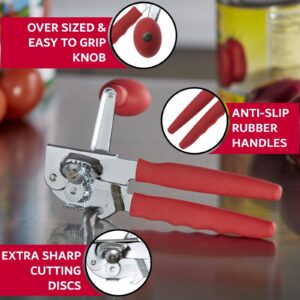 Chef-Master Commercial Can Opener, Heavy Duty Can Opener Manual for Large Cans With Anti-slip Grip, Kitchen Can Opener, Bottle and Can Opener, Professional Can Opener With Crank Handle (90056)