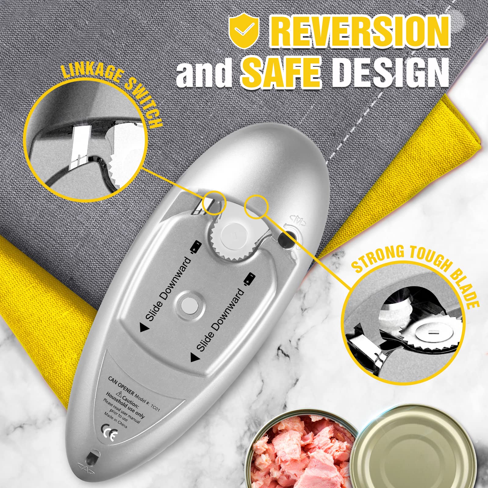 Electric Can Opener,Got-luck One-Touch Automatic Can Opener Fits Different Cans with Smooth Edge for Seniors with Arthritis,Food Safe Battery Can Opener Kitchen Gadget