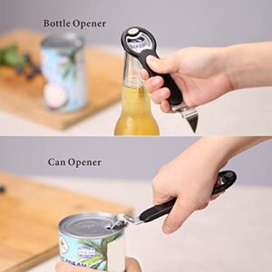 KITCHENDAO Magnetic Bottle and Can Opener for Refrigerator, Stainless Steel Manual Can Punch Opener for Liquid with Cap Catcher, Stick to Fridge for Easy Storage, Can Tapper Church Key with Magnet