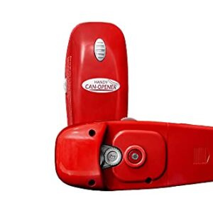 Hystrada Electric Can Opener - No Sharp Edge Handheld Can Opener - Battery Operated Can Opener - Easy One-Touch Operation Can Opener - Automatic, Food Safe, Hands Free, Smooth Edge (Red)