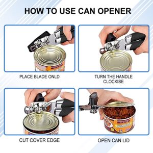 Manual Handheld Can Opener, Sharp Cutting Wheel for Smooth Edge Cut, Non-Slip Handle, Oversized Easy to Use Turn Knob, Includes Built in Bottle Opener