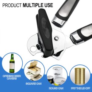 Manual Handheld Can Opener, Sharp Cutting Wheel for Smooth Edge Cut, Non-Slip Handle, Oversized Easy to Use Turn Knob, Includes Built in Bottle Opener