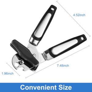 Manual Handheld Can Opener, Sharp Cutting Wheel for Smooth Edge Cut, Non-Slip Handle, Oversized Easy to Use Turn Knob, Includes Built in Bottle Opener